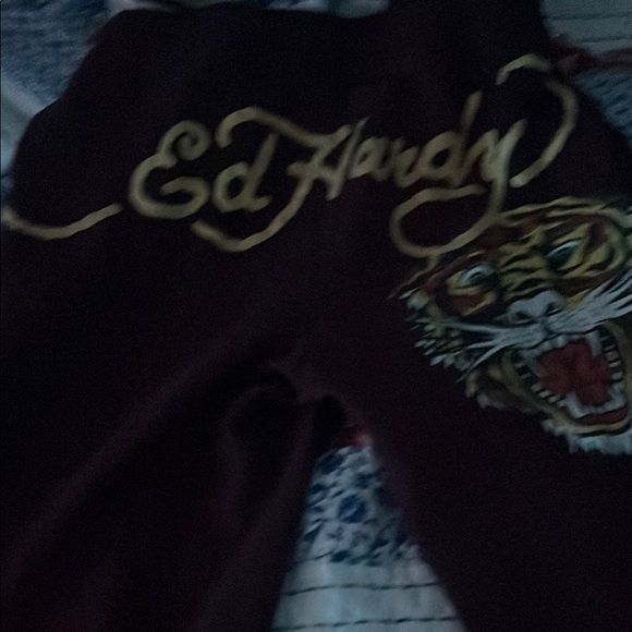 Ed Hardy | Pants & Jumpsuits | Ed Hardy Maroon Track Pants With Tiger ...